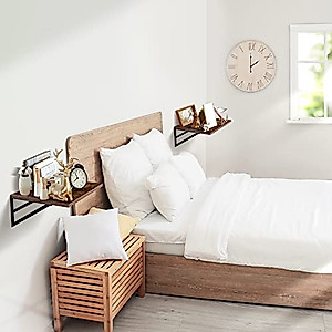 Tectocker-DOU 2 Pc Deep Floating Shelves ; 15.7” Long x 11.8” Deep Wall Mounted Hanging Shelves for Living Room, Kitchen, Office, Bathroom and Bedroom Decor; Storage and Display Shelf Set