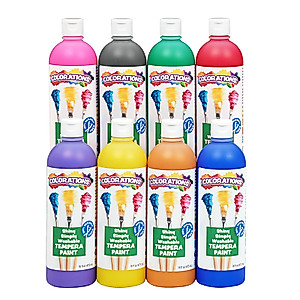 Colorations Washable Tempera Shiny, Metallic Effect Paint, 16 fl oz, Set of 8 Colors, Non Toxic, Vibrant, Bold, Kids Paint, Craft, Hobby, Fun, Art Supplies