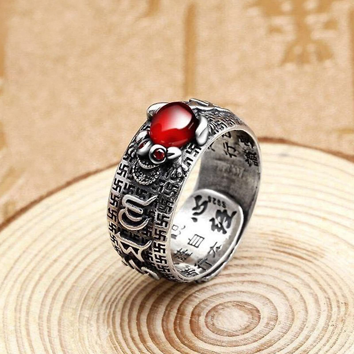 Feng Shui Ring Pixiu Ring Anillo Feng Shui Original Ring Mantra Amulet Protection Wealth Luck Ring Gifts for Men