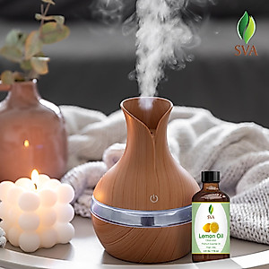 SVA Lemon Essential Oil – 4 Fl Oz – 100% Natural Lemon Oil - for Diffuser, Hair Care, Face, Skin Care, Aromatherapy, Scalp and Body Massage, Soap and Candle Making – with Dropper