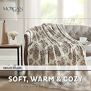 Morgan Home Fashions Velvet Plush Throw Blanket- Soft, Warm and Cozy, Lightweight for All Year Round Use 50 x 70 Inches (Botanical Skulls)