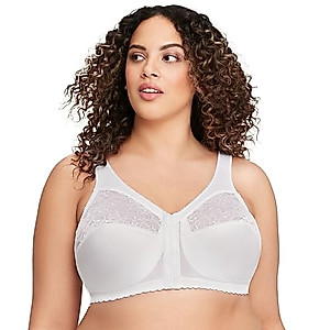Glamorise Full Figure Plus Size MagicLift Front-Closure Support Bra Wirefree #1200 White