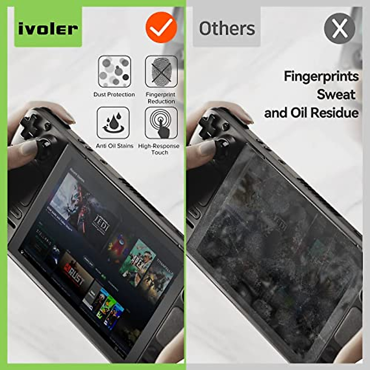 ivoler [2 Pack Screen Protector Matte Tempered Glass for Steam Deck 7 inch 2022, Matte Anti Glare Screen Protector with [Alignment Frame] Anti-Scratch Full Coverage Guard for Valve Steam Deck