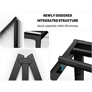 QEROMY 18-Inch Queen-Bed-Frame, Metal Platform Bed Frame Queen Size, Quick & Easy Assembly, Heavy Duty Bed Frame No Box Spring Needed, Noise-Free, Black