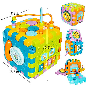 Lulu Home Toddler Activity Cube, 6-in-1 Learning Activity Center Play Square with Musical Toys, Multi Purpose Educational Toys Birthday for Kids 18 Months and Up