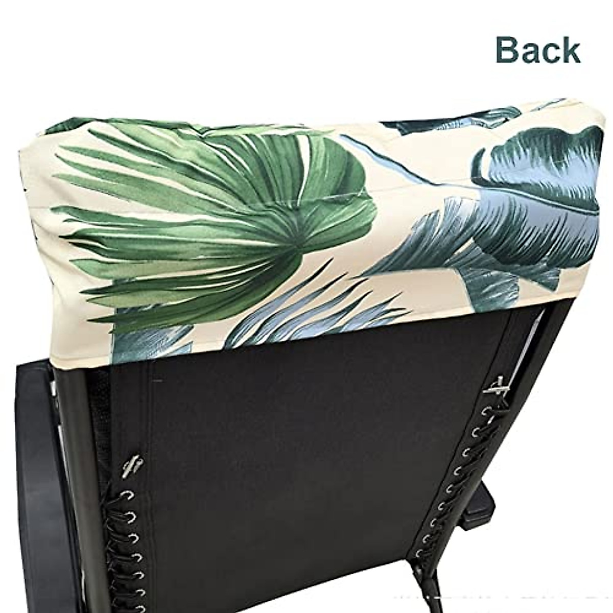 Srutirbo Waterproof Patio Lounge Chair Cushion, Indoor Outdoor Floral Printed Sun Lounger Pad Replacement with Ties, Rocking Chair Sofa Cushion Non-Slip High Back Chair Cushions, 66 Inch (Black)