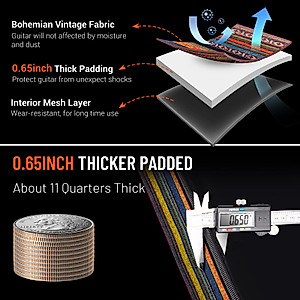 CAHAYA Acoustic Guitar Bag with Neck Cradle Bohemian Vintage Guitar Case 0.65in Thick Sponge Padded Guitar Case for 40 41 42 In Acoustic Classical Guitars CY0186