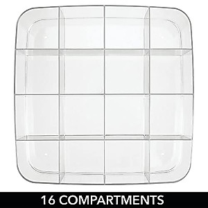 mDesign Plastic Closet Accessory Drawer Organizer for Dresser, Closet, Bedroom, Bathroom, Entryway, Office - Store Belts, Ties, Socks, Watches - 16 Sections- 2 Pack - Clear
