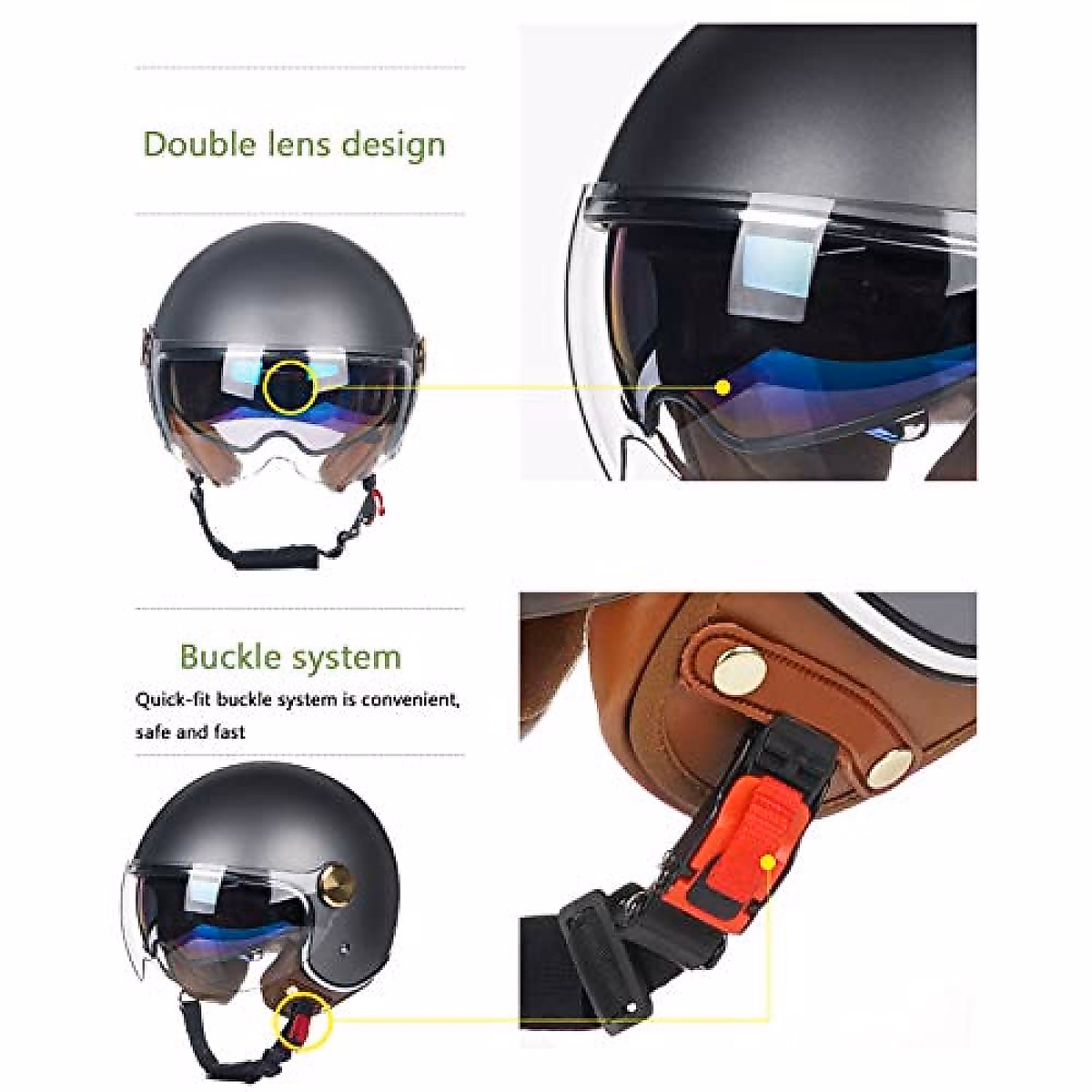 Retro Vespa Motorcycle Helmet ● with Cute Flower Pattern ● 3/4 Open-Face Woman Helmet ● DOT ECE Approved ● Men Street Lightweight Half Helmets ● Moped Cruiser Chopper Scooter Helmet