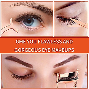Yiwoo 5 Pieces Eyelash Applicator Tool，False Eyelashes Applicator,Eyelashes Tool,Eyelashes Curlers,Curved Eyelash Curler(Rose Gold）