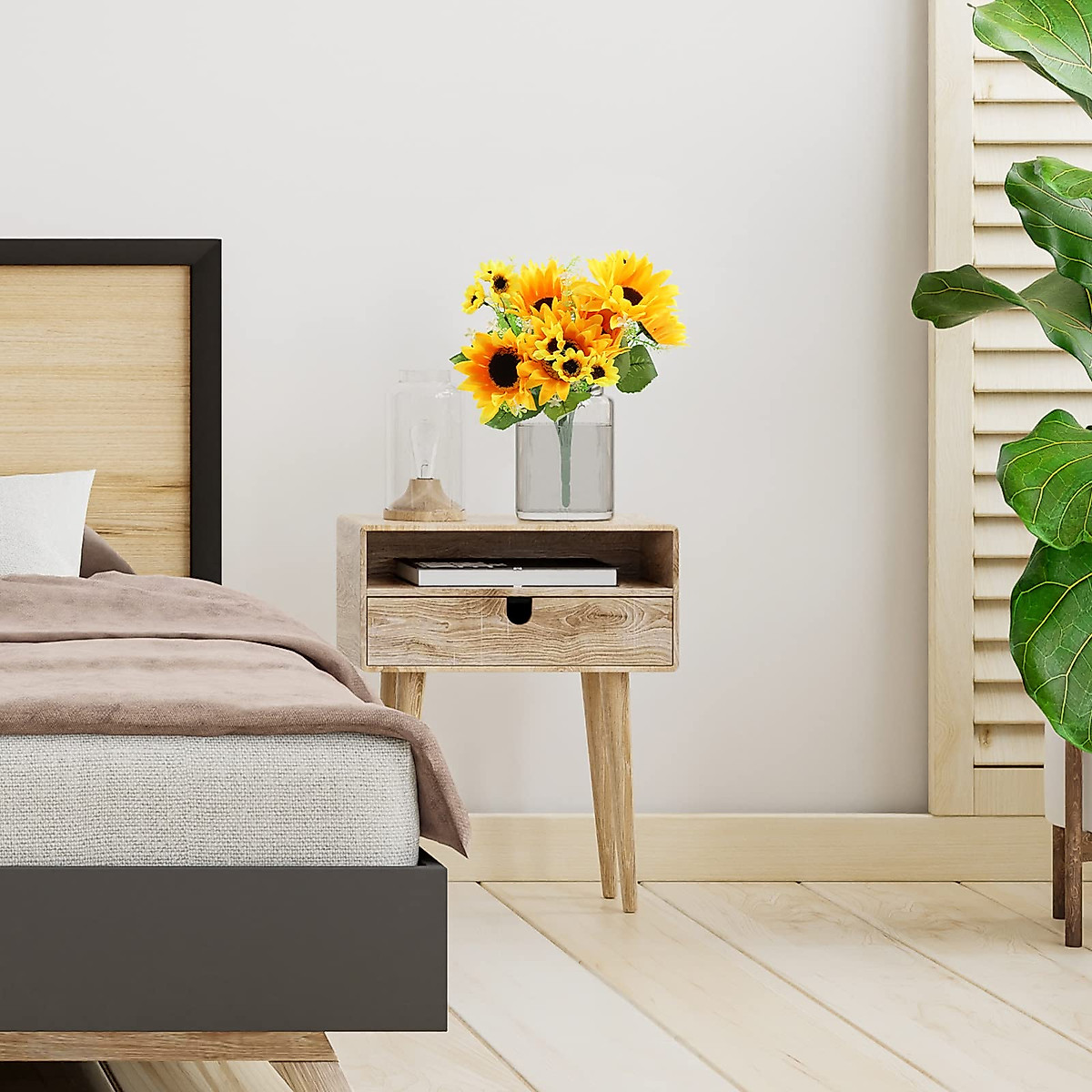 Levana.m Artificial Sunflowers Bouquet with Stems Silk Sunflowers Fake Yellow Flowers for Wedding DIY Garden Craft Art Home Decor Birthday Party Outdoor Decor