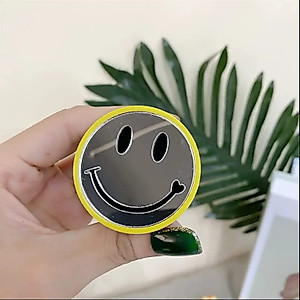 COMMONKUNST 3D Cute Smile face Mirror Collapsible Expandable Multi Functional Mobile Phone Grip & Kicktand (Smile face Mirror)