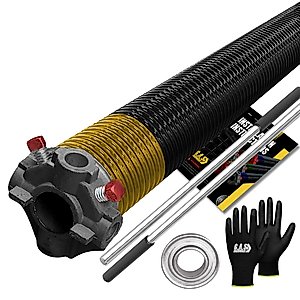 Garage Door Torsion Spring 250x2x32 Torsion Springs for Garage Door Repair Left Hand Wound Replacement for Right Side of Garage Door with 1" Steel Bearing, Gloves, Manual and Winding Bars (Black Cone)