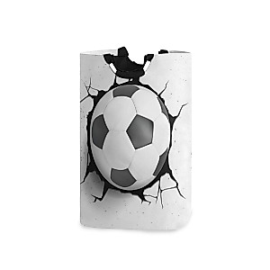 Collapsible Laundry Basket 3D Soccer Ball Laundry Hamper Large Cloth Hamper Laundry Organizer Holder with Handle