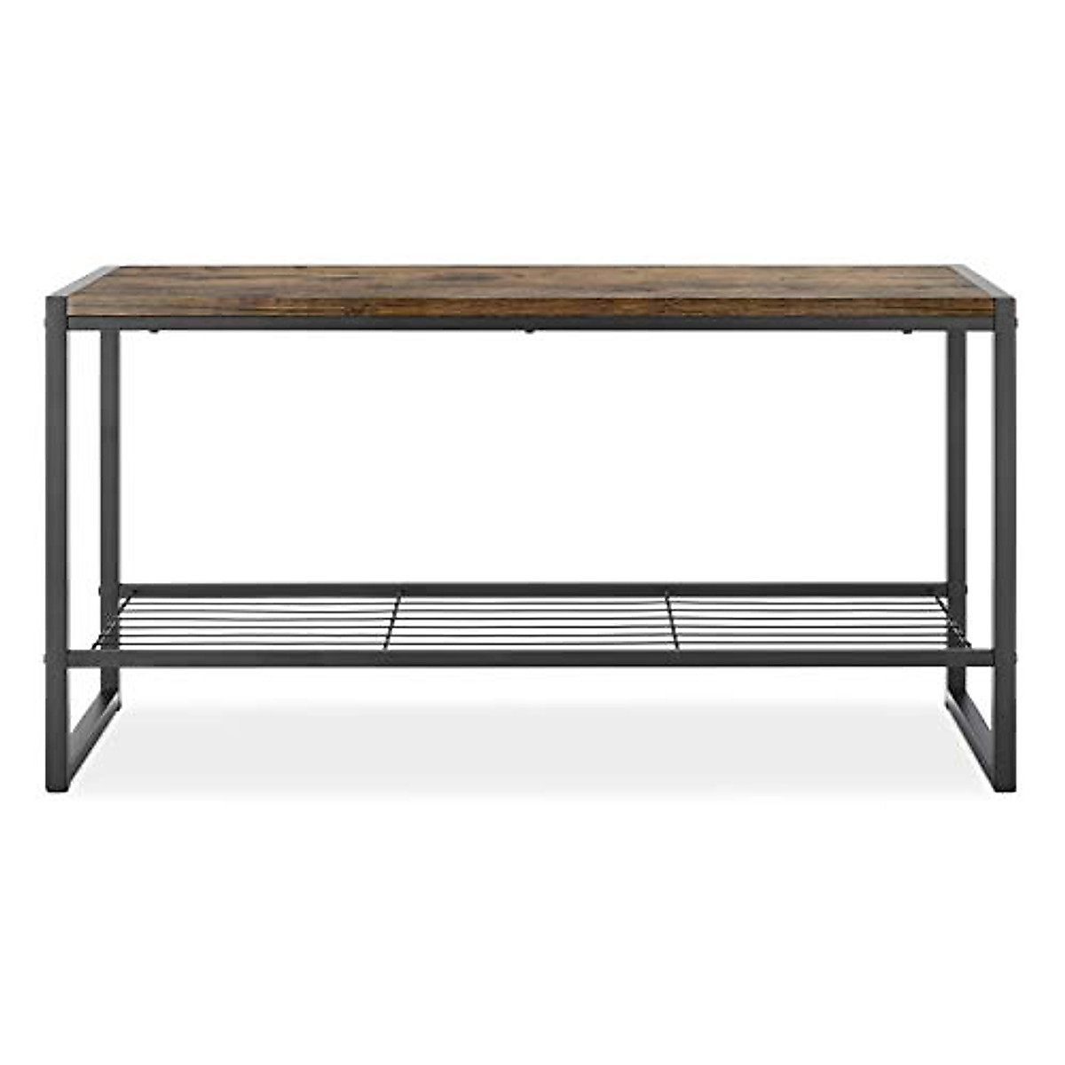 Whitmor Modern Industrial Entryway Bench w/Shoe Storage, Brown