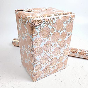 LDGOOAEL Mini Short Small Wrapping Paper Roll (17" X 120") - Pink Rose with Metallic Foil for Holiday, Mothers Day, Birthday, Wedding, Baby Shower