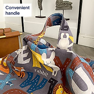 YuppieLife Kids Animal Storage Bean Bag Cover (No Filling) Extra Large stuff'n Sit|Toy Organizer|Carrying Handle|Available for Kids and Teenager|Cuddle Chair（27“,Letter）