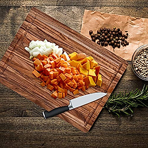 Acacia Wood Cutting Board with Juice Grooves(16" x 12")- Wooden Chopping Board for Meat, Vegetables, Fruit & Cheese