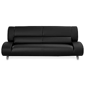 Zuri Furniture Modern Aspen Black Microfiber Leather Sofa