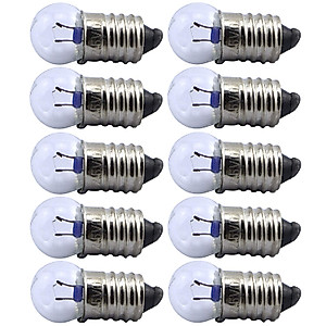 MEETOOT 10pcs E10 Mini Light Bulbs 2.5V 0.3A Physical Electrical Experiment Screw Base Indicator Light Incandescent Bulb Old-Fashioned Flashlight Lamp