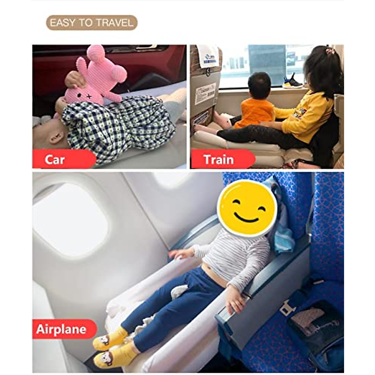 DAMRU Inflatable Airplane Baby Travel Bed | Inflatable Airplane Bed for Kids | Baby Airplane Travel Bed| Toddler Airplane Bed | Airplane Bed for Toddler with Hand Pump, for Loving Memories