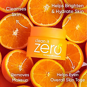 BANILA CO Clean it Zero Mandarin-C Cleansing Balm Brightening - Refreshing Makeup Remover with Vitamin C & Citrus Extracts, Korean Skincare for Glowing Complexion,Made to Brighten Dull Skin Types - 100ml/3.38 fl oz