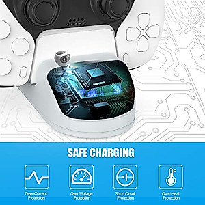 PS5 Controller Charger, Etpark Upgraded PS5 Charging Station Dock with LED Indicator, Safety Chip Protection, Dual USB Type C Fast Charging, White