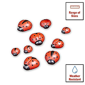 The Lakeside Collection Ladybug Garden Stones - Decorative Outdoor Ornaments - Set of 9