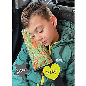 HECKBO Jungle car Travel Pillow for Children - Machine Washable - Soft and Cuddly car Seatbelt Pillow Cover Pillows Protection car Pillow, Travel Pillow, Vacation - 11.81” x 4.72”