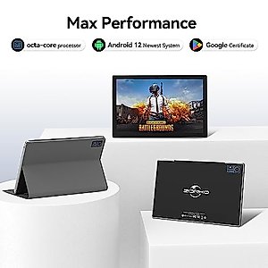 【2023 Newest Tablet】Android 12 Tablet with Keyboard, 16(8+8)GB RAM 128GB ROM 1TB Expand Tablets 10 inch, 2.4G/5G WiFi Tablet Android, Octa-Core 1920 * 1200 IPS Display 13MP Camera, 7000mAh, GPS, Black
