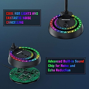 BENGOO USB Microphone for Computer, GM-01 PC Microphone, Mute & Volume Control, Plug and Play, Gaming Microphone for PC Desktop PS4 Laptop Mac Windows Recording Conference YouTube Streaming Twitch