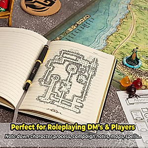 DND Notebook / Journal, Unique 200 Page Book with 3D Bronze Dragon Embossed Faux Leather Cover with Pen- Ideal for Dungeons & Dragons / D&D. Great RPG Accessories Nerdy Fantasy Gift for DM's & Players, Men or Women.