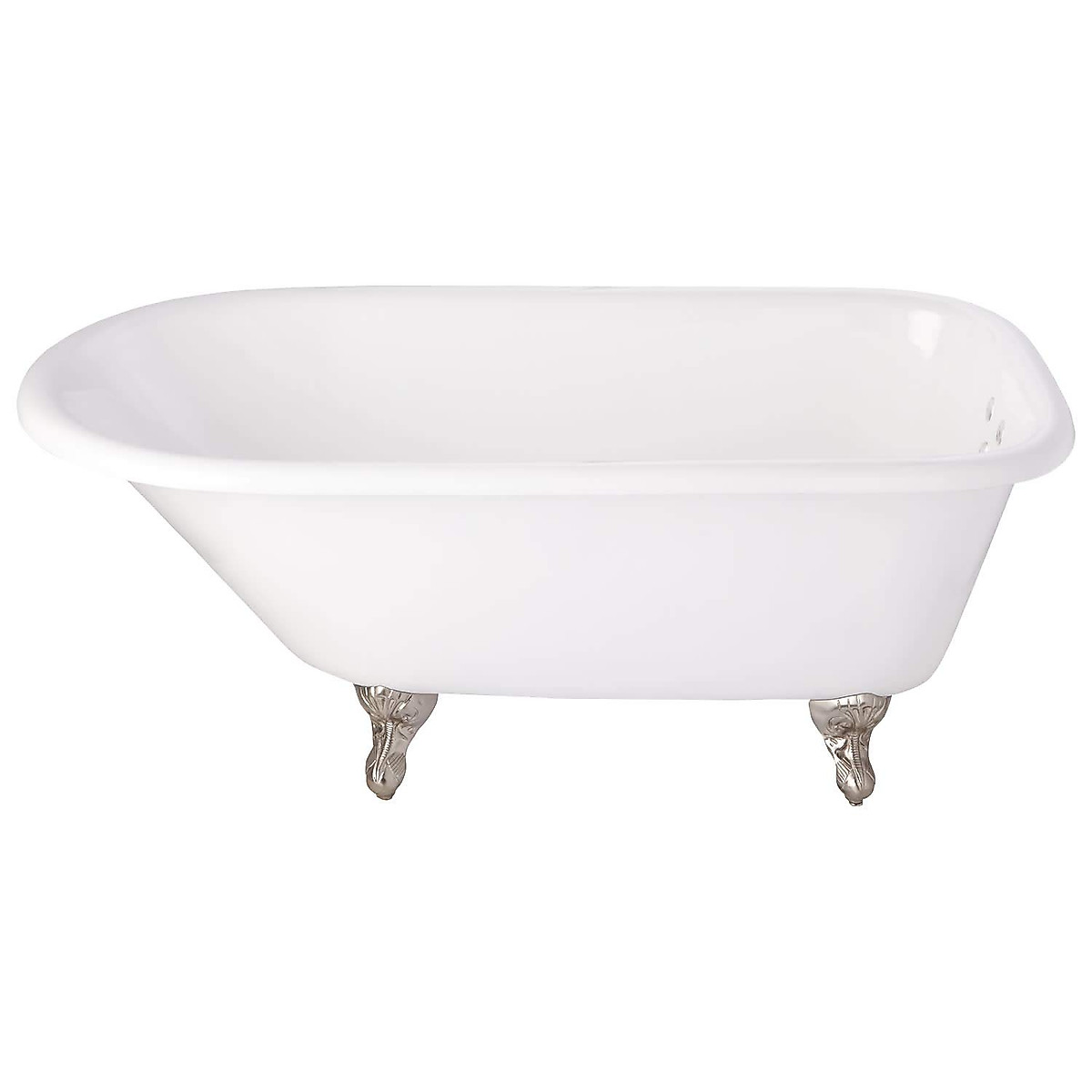 Signature Hardware 307195 Miya 54" Cast Iron Soaking Clawfoot Tub with Pre-Drilled Overflow Hole - White/White Feet