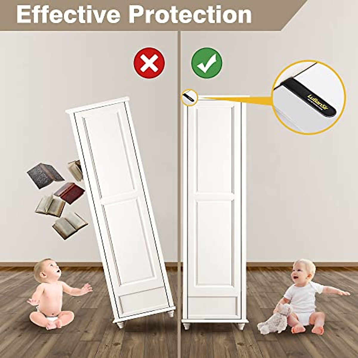 LuBanSir Furniture Anchors, 6 Pack Furniture Wall Anchor Straps for Dresser, Shelves, Bookcase Anti-Tip Safety