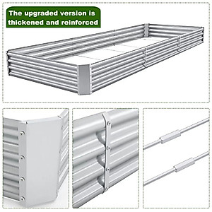 Land Guard 12×4×1ft Galvanized Raised Garden Bed Kit, Super Large Metal Raised Garden Beds for Vegetables, Galvanized Planter Raised Garden Boxes Outdoor(359 Gallon Capacity)