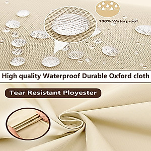 Lawn Mower Covers, 600D Oxford Cloth Riding Lawn Mower Covers Waterproof Outdoor,UV-Proof, Dust-Proof, Rain-Proof And Snow-Proof-All Weather Protection 72"L x 54"W x 47"H(khaki)