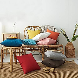 ALLAMRCU Set of 4 Decorative Outdoor Throw Pillow Covers,Patio Balcony Waterproof 18 x 18 Inches Square Pillow Cases,PU Coating Pillow Shell for Home,Garden,Cushion,Couch, Bed,Sofa (Grey, 18x18)