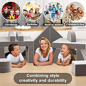 Yaofala Kids Couch, 15 PCS Certified Modular Toddler Couch Kids Play Couch, Child Sectional DIY Sofa Couch for Playroom Bedroom Living Rooms, Convertible Foam and Floor Cushion for Gift