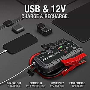 NOCO Boost HD GB70 2000A UltraSafe Car Battery Jump Starter, 12V Jump Starter Battery Pack, Battery Booster, Jump Box, Portable Charger and Jumper Cables for 8.0L Gasoline and 6.0L Diesel Engines