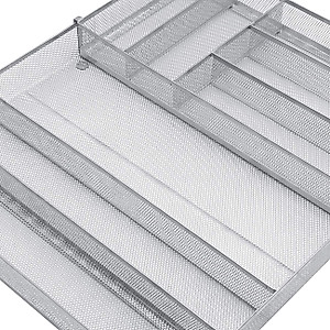 Sorbus Flatware Drawer Organizer, Expandable Cutlery Drawer Trays for Silverware, Serving Utensils, Storage for Kitchen, Office, Bathroom Supplies, (Expandable Cutlery Drawer Organizer - Silver)