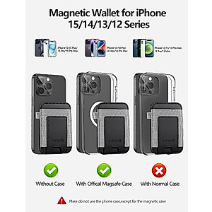 New-Upgrade Magnetic Card Wallet Holder for Apple Magsafe, Magnetic Magsafe Leather Wallet for iPhone 15/14/13/12 Magsafe, Mag-Safe Wallet for iPhone 15/15 Pro/14/13/12 Series, Fits 7 Cards, Black