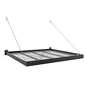 NewAge Products Pro Series Black 4'. x 4'. Wall Mounted Steel Shelf, Garage Overheads, 40402