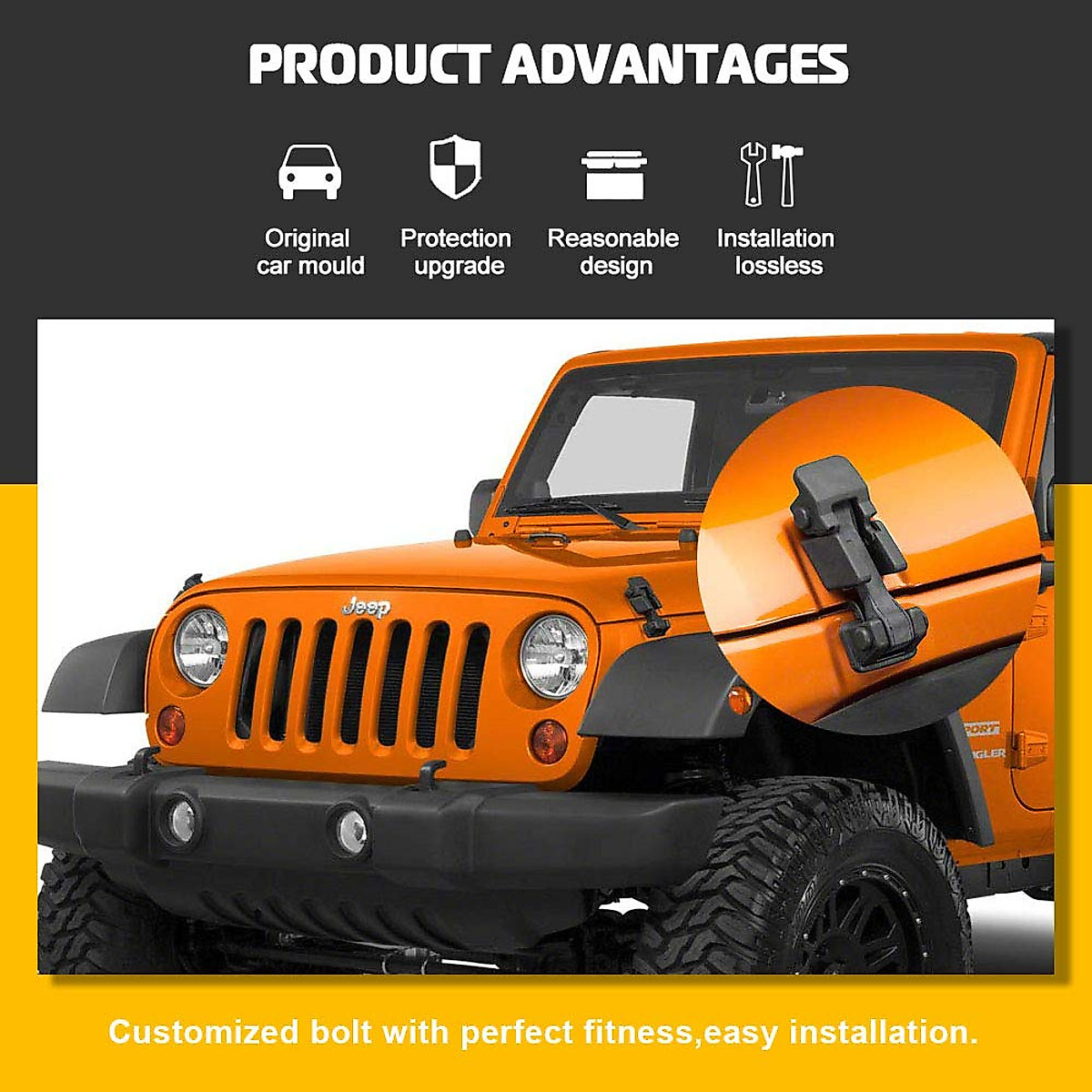 Jeep Hood Catch for 1997-2006 Jeep Wrangler TJ Rubber Hood Catches Right and Left Sets Replaces # 55176636AD 68038118AA 42422