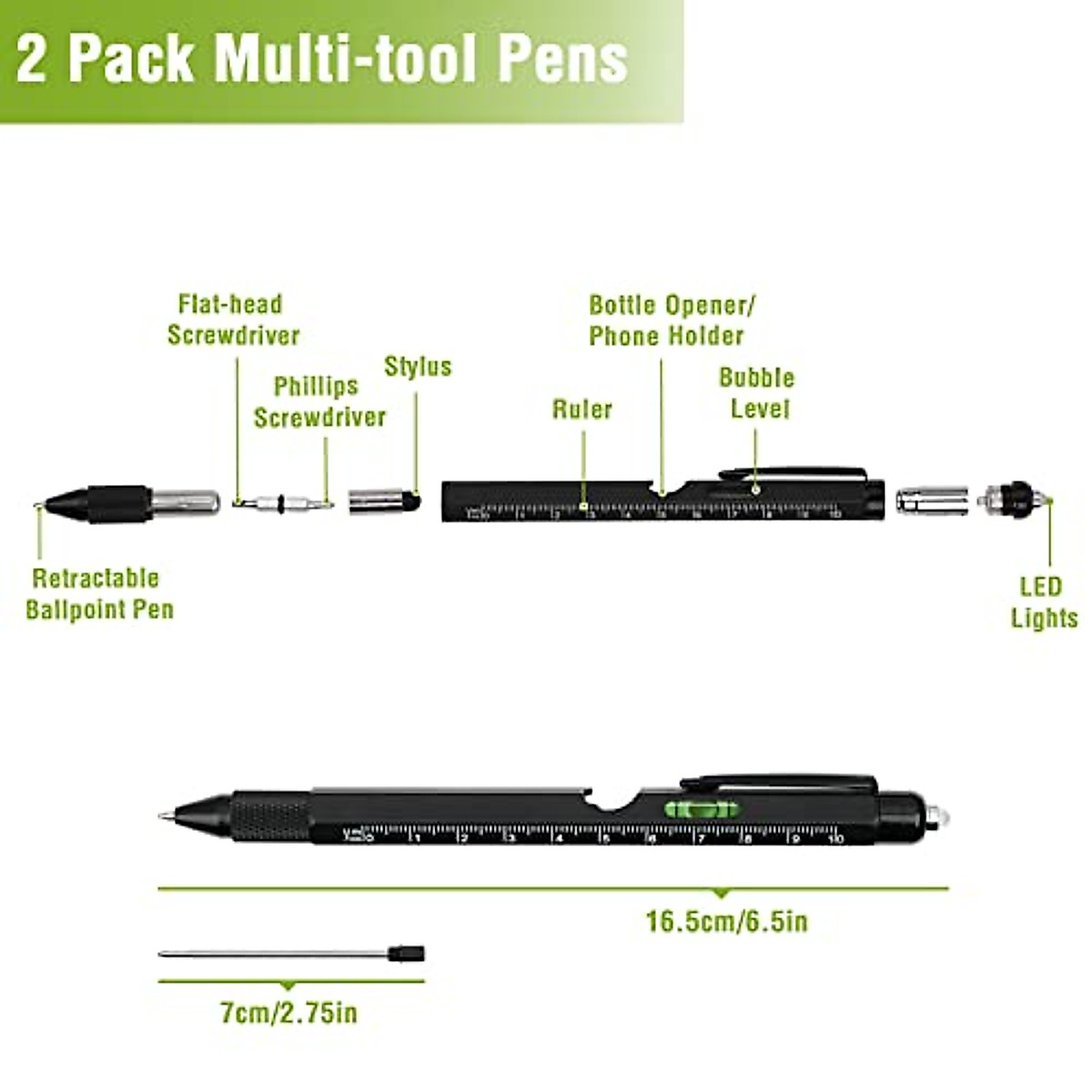 Gifts for Men Dad Him, Fathers Day, 10 in 1 Multi-tool Pen Sets, Birthday Gift Ideas for Husband Grandpa, Unique Tech Gifts from Wife Son Daughter Kids, Cool Gadgets Stuff (Black+Yellow)
