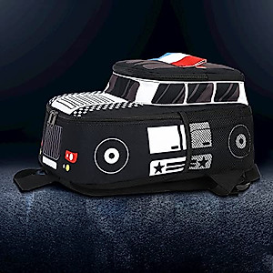 LEDAOU Toddler Kids Backpack for Boys Girls Dinosaur Preschool Kindergarten School Backpack Bookbag School Bag with Chest Strap (Police Car Black)