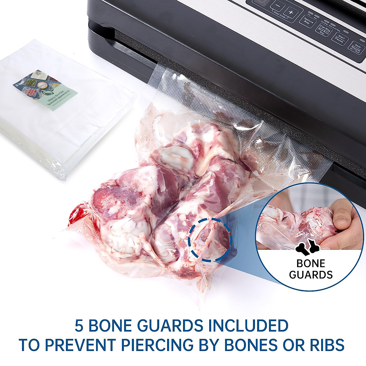 R-PACK Vacuum Sealer Bags 100 Gallon 11" x 16" and Quart 8" x 12" and Pint 6" x 10" Commercial Grade PreCut Bag, Food Vac Bags for Storage with BPA Free and Heavy Duty (100, 6" x 10")