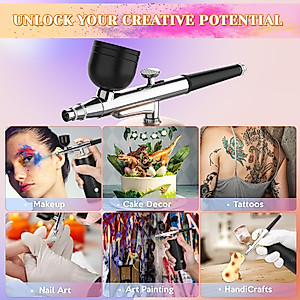 Uthlusty Cordless Airbrush Kit, Airbrush Kit with 0.3mm Tip, Handheld Rechargeable Air Brush with Compressor for Makeup, Nailart, Painting, Cake, Cookie, Model