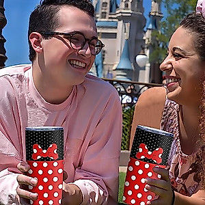 Hualvbul Polka Dot Bow Knot 20 Oz Stainless Steel Tumbler Leak Proof Tumbler with Straw and Lid, Travel Coffee Mug for Home Outdoor, Thermal Cups for Hot and Cold Drinks