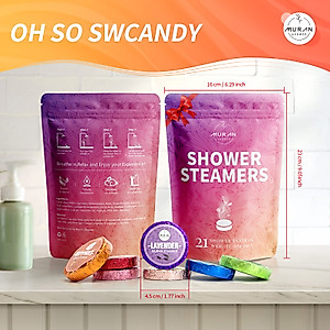 Shower Steamers Aromatherapy 21-Pack Shower Bombs Gifts for Mom Wife, Organic Eucalyptus Rose Lavender Mint Wrapefruit Chamomile Watermelon Essential Oil, Unique Birthday Gifts for Women Girlfriend