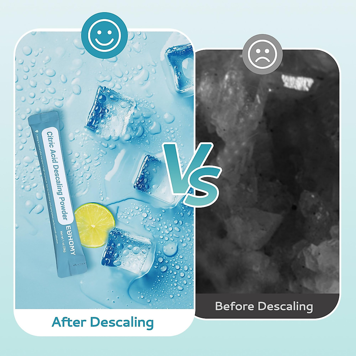 EUHOMY Ice Maker Cleaner & Descaler | 4 Use & Individually Packed | Ice Machine Cleaner with Organic Citric Acid Descaling Powder, Ideal for All Brands